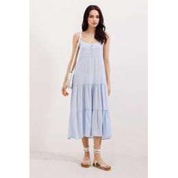 Lockeres Midi-Kleid mit quadratischem Kragen