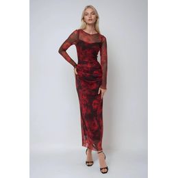 Blumendruck Bodycon Maxikleid aus Mesh