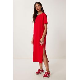 Midi Baumwollkleid mit Schlitz