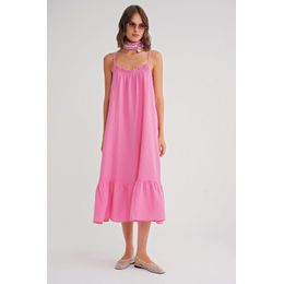 Midi Musselin Kleid mit R&uuml;schendetails