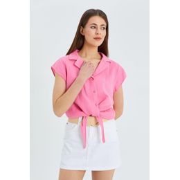 Crop-Shirt mit Schleifendetail
