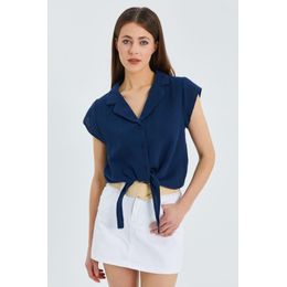 Crop-Shirt mit Schleifendetail