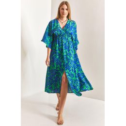Floral V-Ausschnitt Maxikleid mit Schleife