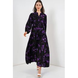 Gemustertes V-Ausschnitt Maxikleid