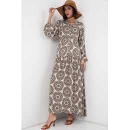 Gemustertes V-Ausschnitt Maxikleid