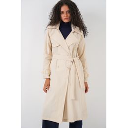 Doppelreihiger langer Trenchcoat mit Taschen