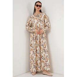Muster Maxi-Kleid mit Bindeband