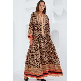 Gemustertes V-Ausschnitt Maxikleid