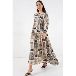 Gemustertes V-Ausschnitt Maxikleid