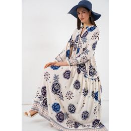 Gemustertes V-Ausschnitt Maxikleid
