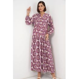 Gemustertes V-Ausschnitt Maxikleid