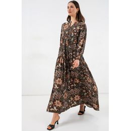Gemustertes V-Ausschnitt Maxikleid