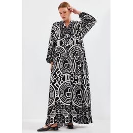Gemustertes V-Ausschnitt Maxikleid