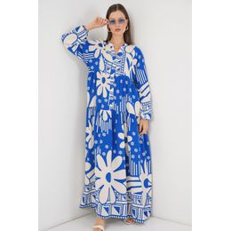 Gemustertes V-Ausschnitt Maxikleid