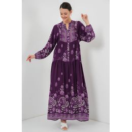 Gemustertes V-Ausschnitt Maxikleid