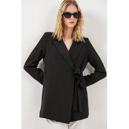 Blazer mit langer Krawattenverschluss und Schalkragen