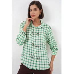 Karierte Button-Down-Hemd mit Kragen