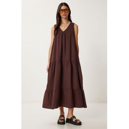 R&uuml;schenshirt V-Ausschnitt Midikleid