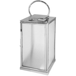 Kerzenlaterne Fink "MALAGA", silber (silberfarben), H:58cm &Oslash;:30cm, Metall, Kerzenhalter, mit bruchsicherem Glas