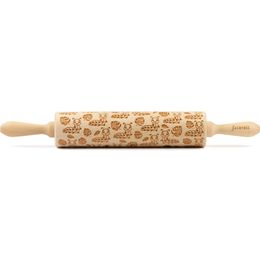 Teigroller Folkroll "Raupen", braun (holzfarben), L:43cm &Oslash;:6cm, Massivholz, Teigroller, Keksteig im Handumdrehen mit Motiv versehen