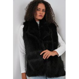 Faux-Lammfell-Weste mit Schalkragen