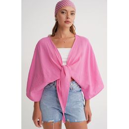 Texturierte V-Ausschnitt Bolero-Bluse