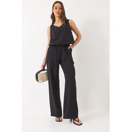 V-Ausschnitt Baumwollbluse-Hosen Zweiteiliges Set