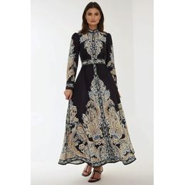 Bedrucktes A-Linien-Maxikleid mit G&uuml;rtel