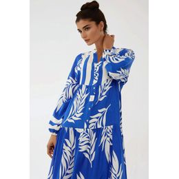 Bedrucktes Langarm-Viskose-Maxikleid