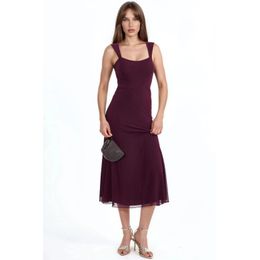 Herzkragen Midi A-Linien Kleid