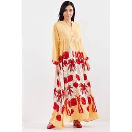 Bedrucktes V-Ausschnitt Maxikleid