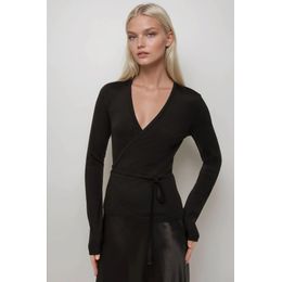 Weiche Touch Strick V-Ausschnitt Langarm Viskose Bluse