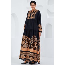Bedrucktes V-Ausschnitt Maxikleid