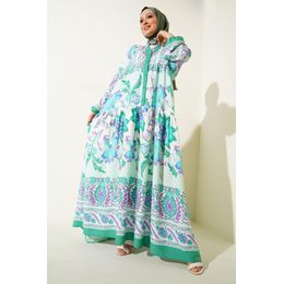 Bedrucktes V-Ausschnitt Maxikleid