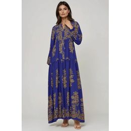 Bedrucktes Viscon Maxi-Kleid mit Hemdkragen