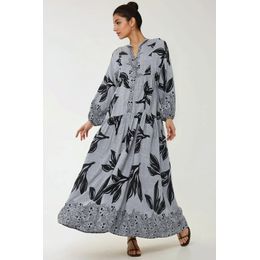 Bedrucktes Viskose Maxikleid mit langen &Auml;rmeln