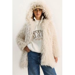 Oversize Kapuzenjacke aus Kunstpelz