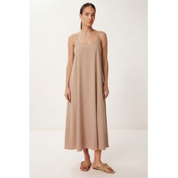 Locker sitzendes Midi-Kleid mit U-Ausschnitt