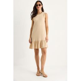 Strukturiertes Crepe-Midikleid mit R&uuml;schendetail