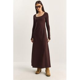 Maxi A-Linien Gestricktes Kleid