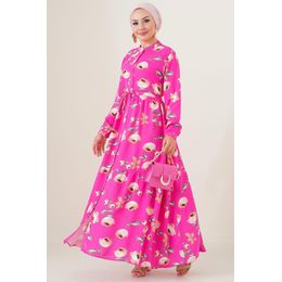 Maxikleid mit Muster und Knopfverschluss