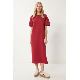 Midi Baumwollkleid mit Schlitz