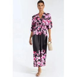 Blumiges Maxikleid mit V-Ausschnitt