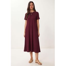Midi-Kleid mit kurzen &Auml;rmeln und Rundhalsausschnitt