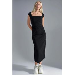 Midi-Kleid mit quadratischem Ausschnitt und Schlitzdetails