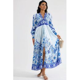 Floral Maxi-Kleid mit paneeliertem Design