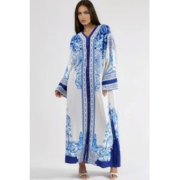 Gemustertes Maxikleid mit V-Ausschnitt