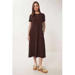 Midikleid mit kurzen &Auml;rmeln und Rundhalsausschnitt