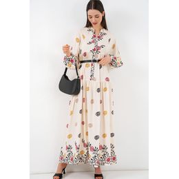 Gemustertes V-Ausschnitt Maxikleid