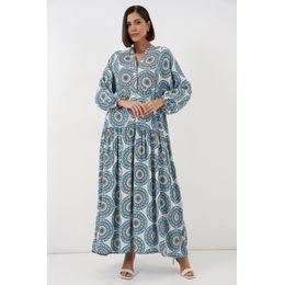 Gemustertes V-Ausschnitt Maxikleid